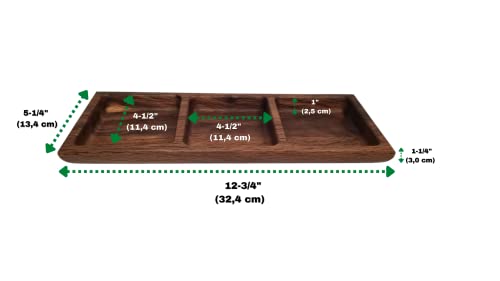 Catchall tray 3 sections, Oak Wood Serving Tray (Triple) Handmade by Hesse Woods from Sustainable Forests, 3-Section Serving Tray, for Appetizers, Charcuterie, Food & Snacks
