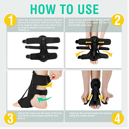 Cupood 2 Pack Plantar Fasciitis Night Splint, Upgrade 3 Adjustable Straps Relief Splint for Women & Men, Brace Relief, Achilles Tendonitis and Foot Drop (Black) 0.28 kilograms