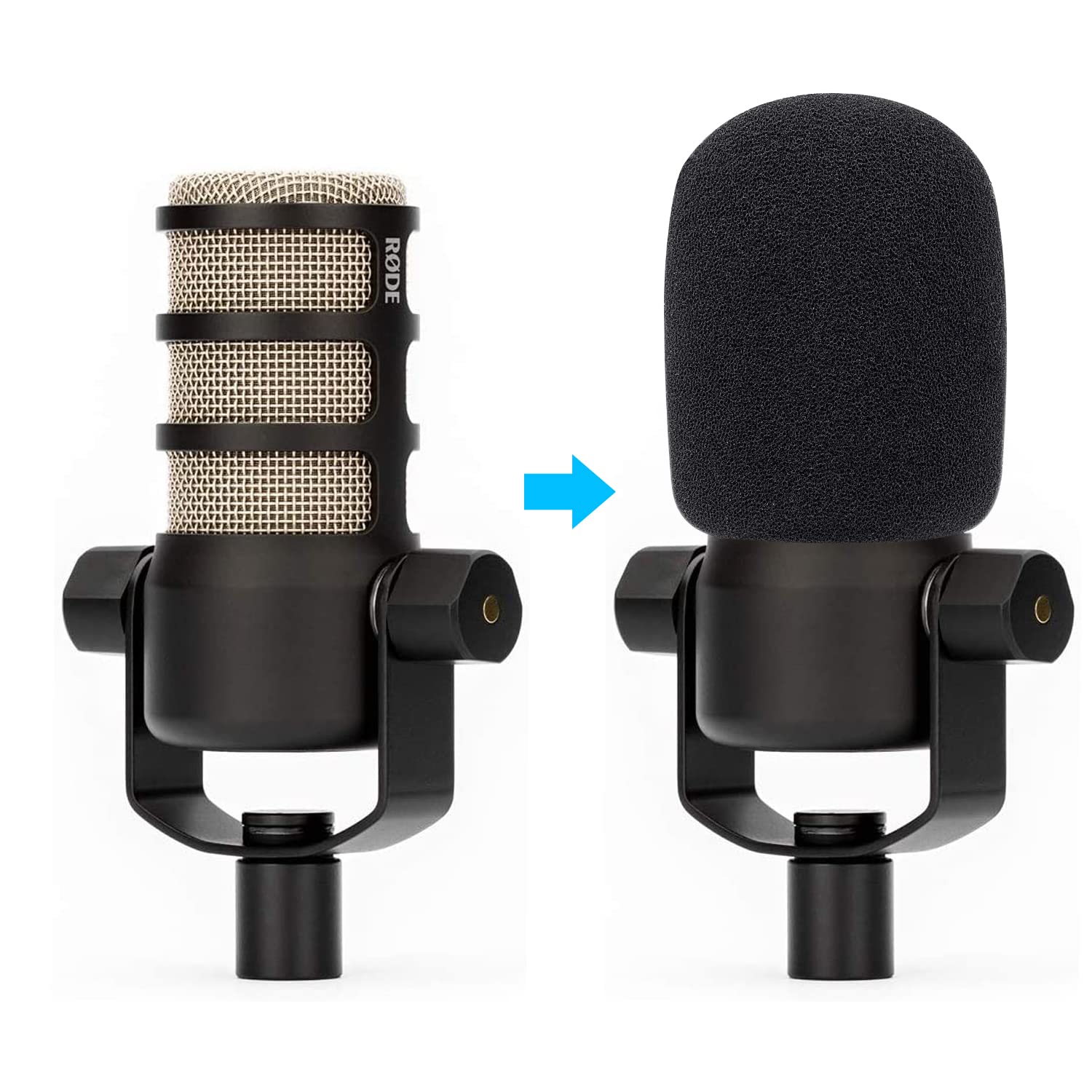PodMic Pop Filter Foam Cover - Mic Windscreen Wind Cover Customized for Rode PodMic Podcasting Microphone to Blocks Out Plosives(2Pcs)