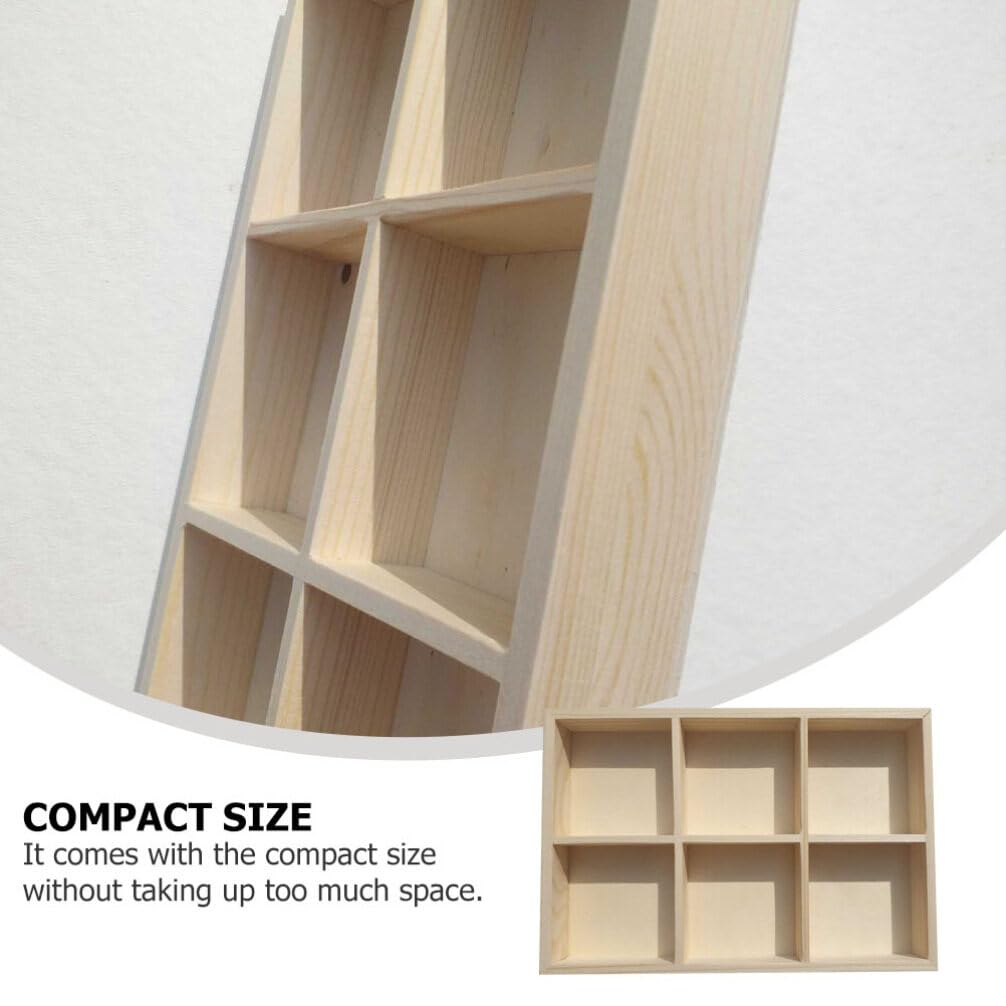 Cabilock 3 pcs Wooden 6-grid Pigment Storage Box Wooden storage box compartment storage six storage