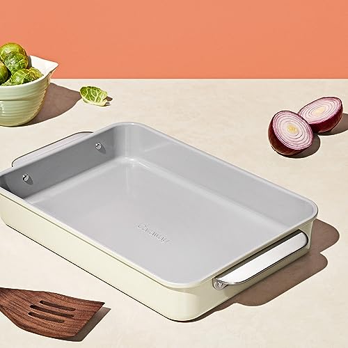 Caraway Non-Stick Ceramic 9”x13” Rectangle Pan - Naturally Slick Ceramic Coating - Non-Toxic, PTFE & PFOA Free - Perfect for Brownies, Lasagnas, and More - Cream