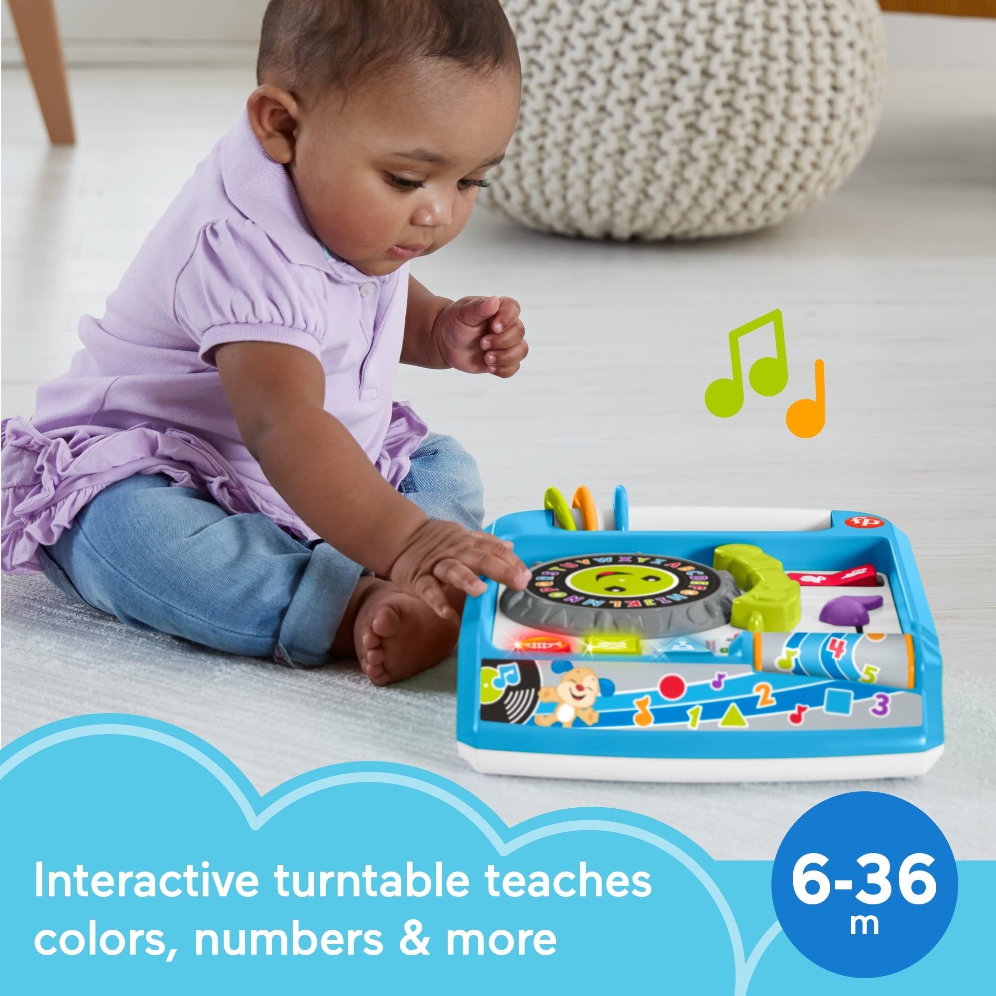 Fisher-Price Laugh & Learn Remix Record Player, Musical Toy with Learning Content for Infants and Toddlers Ages 6 to 36 Months