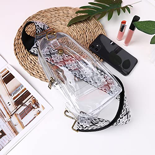 Clear Sling Bag Stadium Approved Crossbody Chest Bags for Women Fanny Pack Small Clear Daypack Shoulder Backpacks