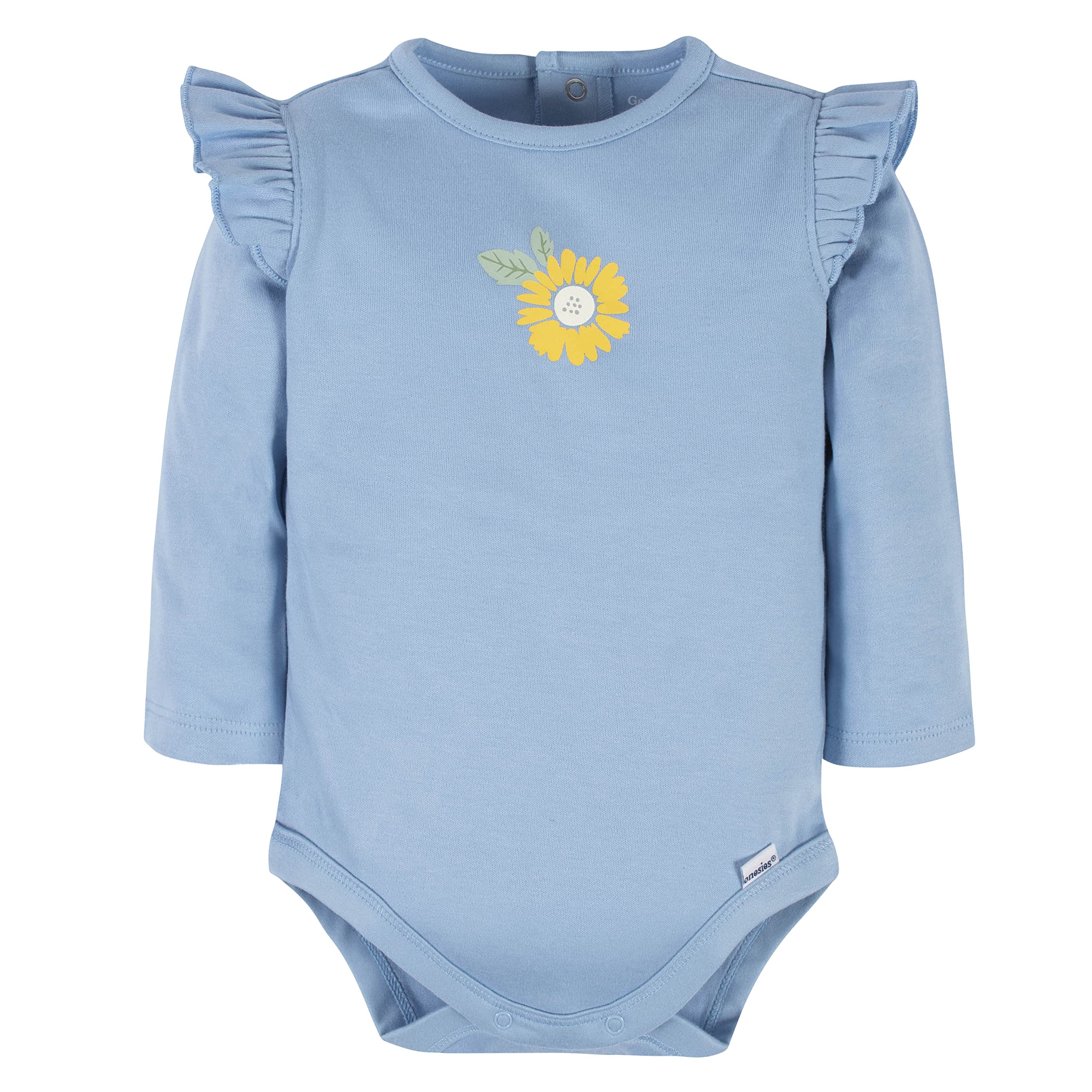 Gerber Baby Girls Long Sleeve Onesies 3-Piece Bodysuit, Pants & Headband Set, Yellow Sunflower, 3-6 Months US
