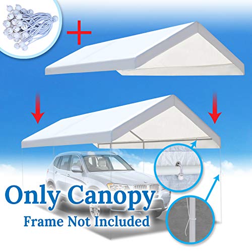 BenefitUSA 10'x20' Carport Replacement Canopy Garage Top Tarp Shelter Cover, Canopy ONLY (w/Edge)