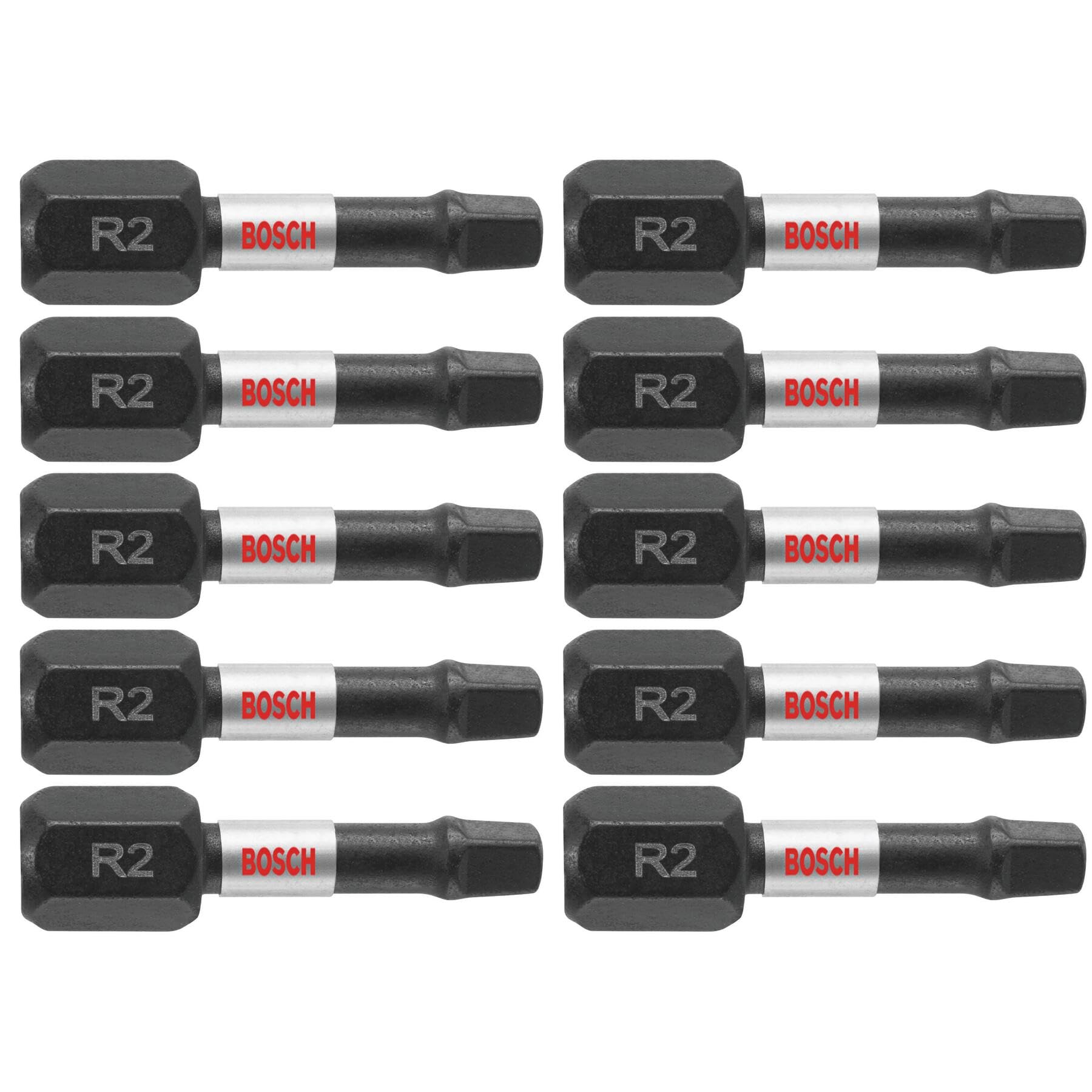 BOSCH ITSQ21B 10-Pack 1 In. Square #2 Impact Tough Screwdriving Insert Bits