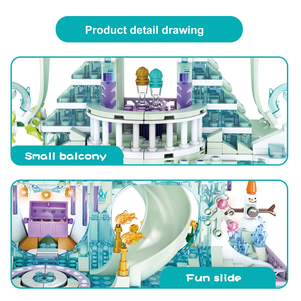 JIETENGFEI Girls Castle Princess Building Blocks House Crystal & Sleigh with Palace Bricks Construction Play Kit for Kids Christmas Birthday Gift Present 6.7.8.9.10.11.12 Years and Up