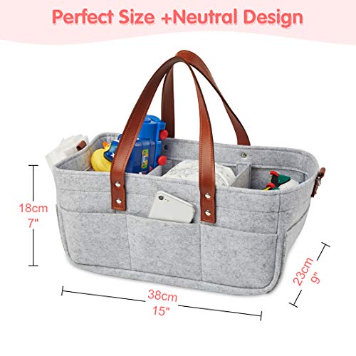 Baby Diaper Caddy Organizer,Nursery Storage Bins Multifunctional Portable Tote Bag with Removable Insert,Baby Gift Basket Car Organizer for Mom & Newborn