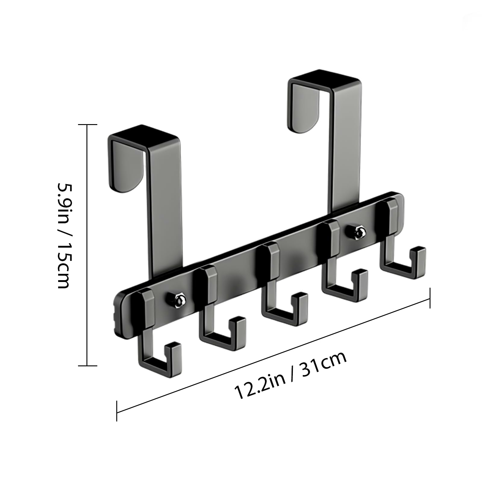 Boguish Over Door Hook Bathroom Pool Towel Rack Wall Mounted 5 L-Shape Metal Coat Hooks for Kitchen Shower Toilet Cabinet Outside Black