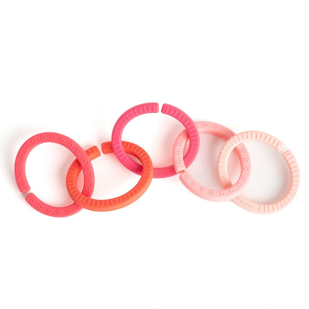Bella Tunno Happy Links - Baby Montessori Silicone Links and Soft Silicone Baby Toys, Developmental Toys for Playing, Teething, Gross Motor Skills, Color Recognition and More, Girl Ombre