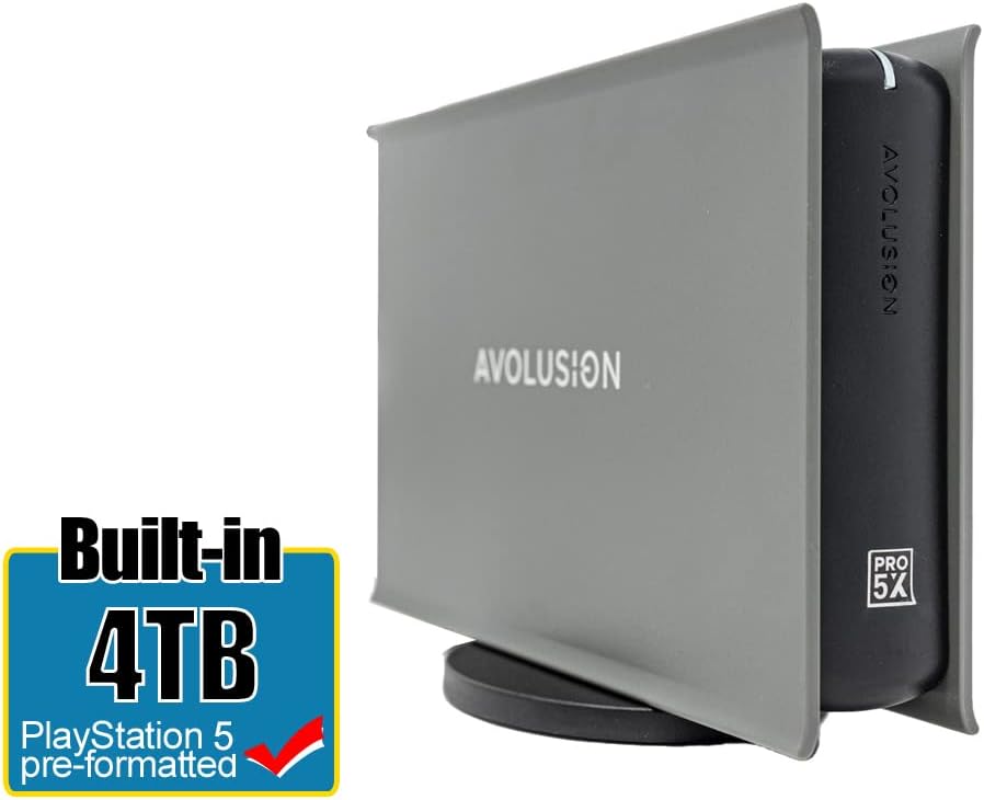 Avolusion PRO-5X Series 4TB USB 3.0 External Gaming Hard Drive Works for PS4 Original, Slim & Pro (Grey)