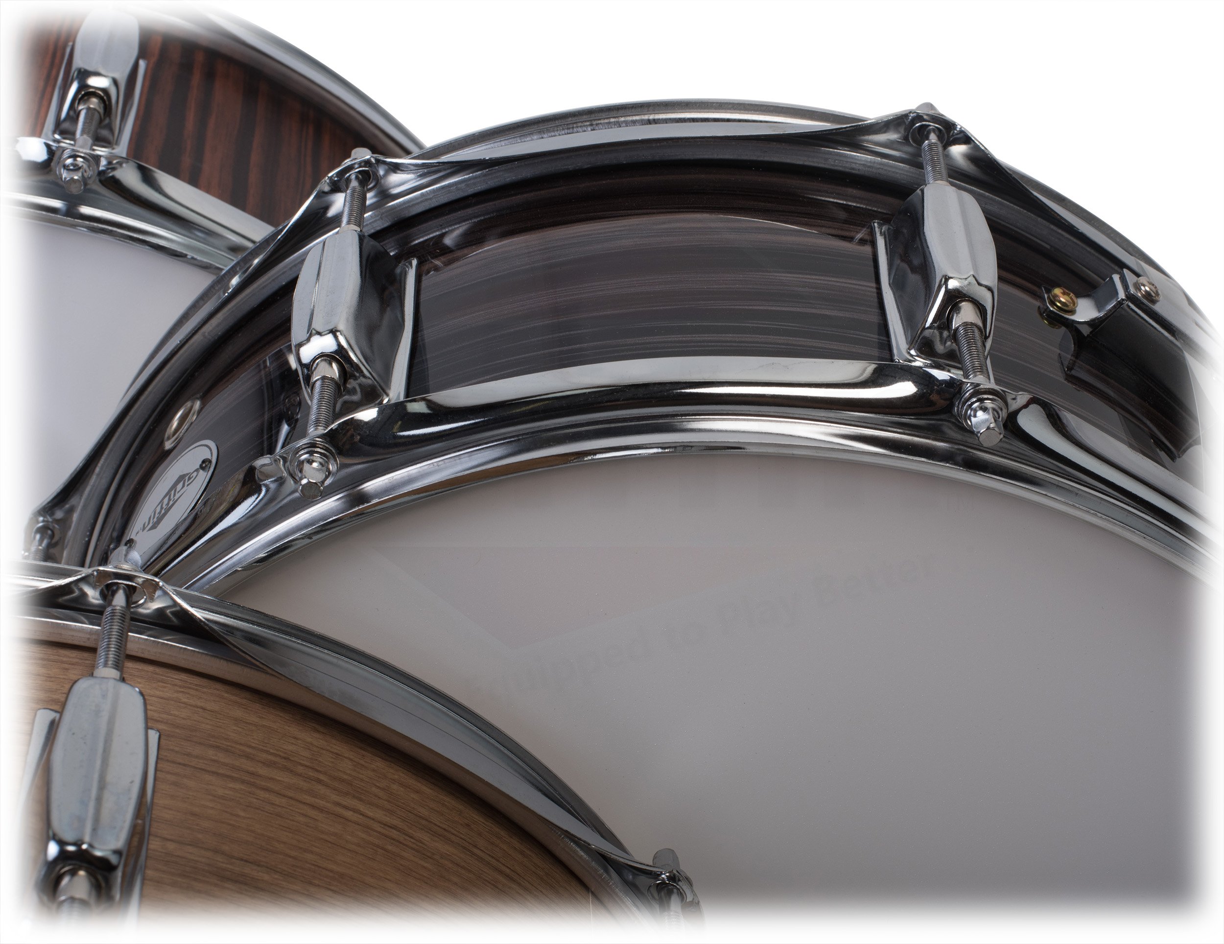 Deluxe Snare Drum by GRIFFIN | 14" x 5.5" Poplar Wood Shell with Zebra PVC Glossy Finish | Percussion Musical Instrument with Drummers Key for Students & Professionals | 8 Tuning Lugs & Snare Strainer