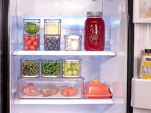 CLEARISTO 10 Pack Fridge Organizer - Stackable Refrigerator Organizer Bins with Lids - BPA-Free Fridge Organizers and Storage - Clear Fridge Storage Containers for Produce, Fruit, Vegetable