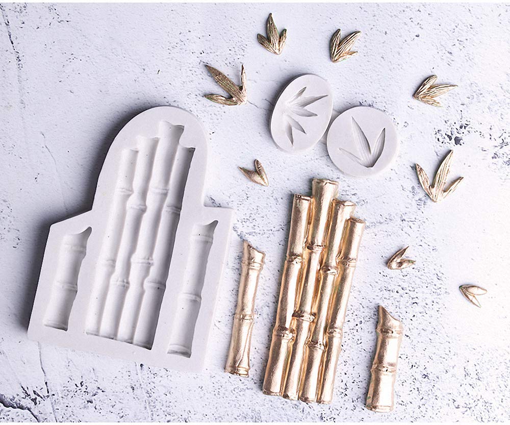 Bamboo & Leaf Silicone Fondant Molds Chocolate Candy Gumpaste Sugarcraft Mold Cake Decorating Tool Polymer Clay Resin Mold