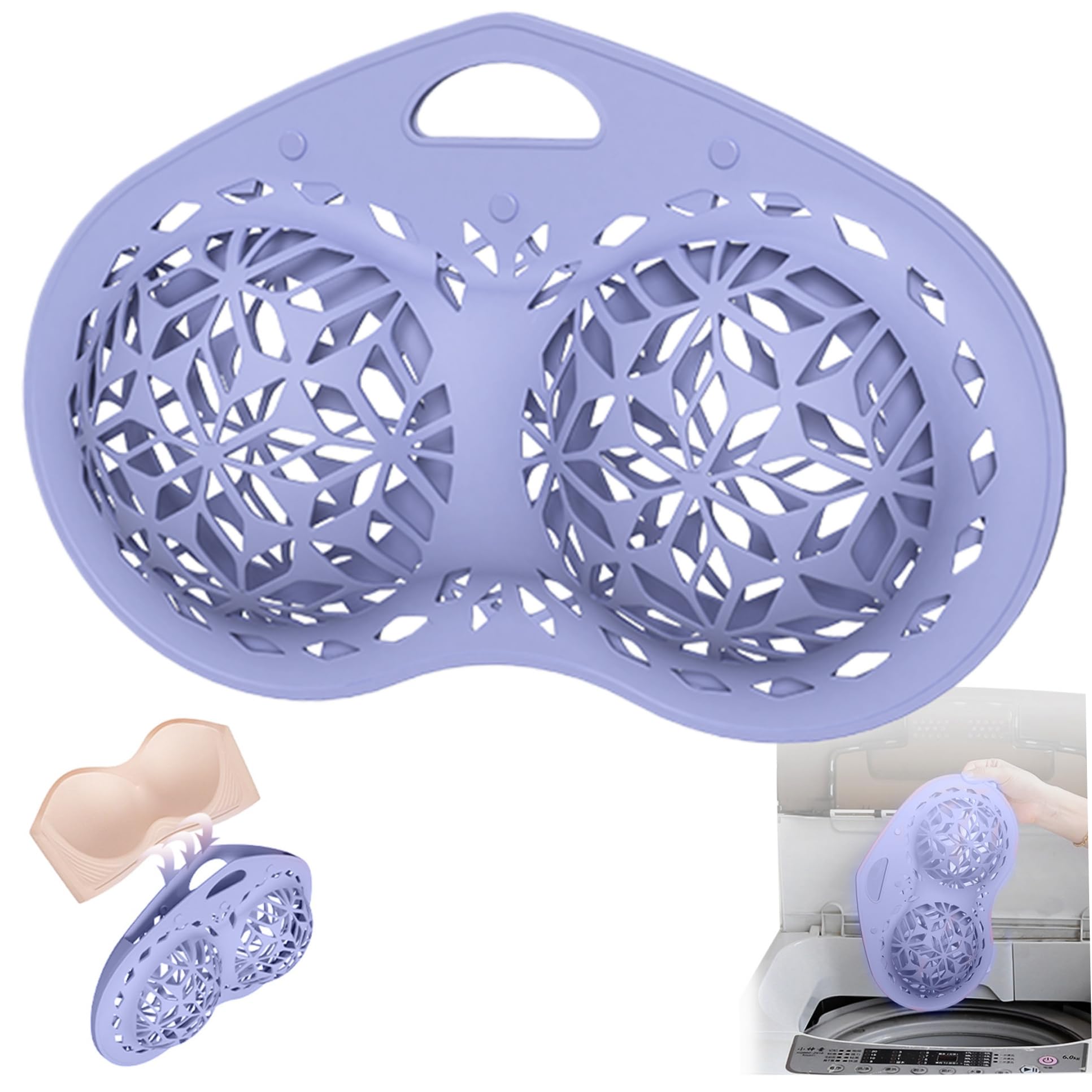 Silicone Bra Washing Bag Anti Deformation Bra Bags for Laundry Flexible Lingerie Bags with Snap Button for Washing Delicates Bra Washer Protector 15 X9.7 Inch Purple Storage Items