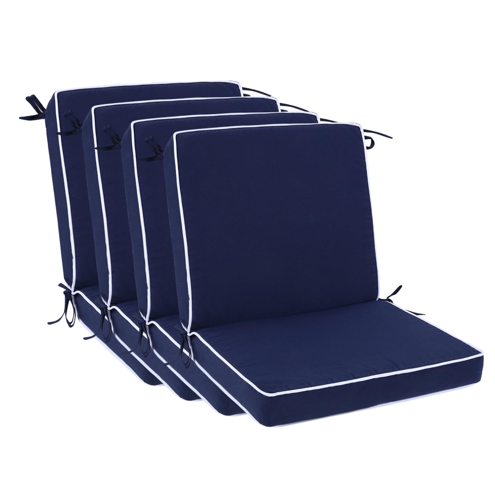 Blytieor Outdoor Patio Chair Cushions Set of 4, Water Resistant Square Seat Cushions with Ties, 20"x17" All Weather Seating Cushions for Outdoor Furniture