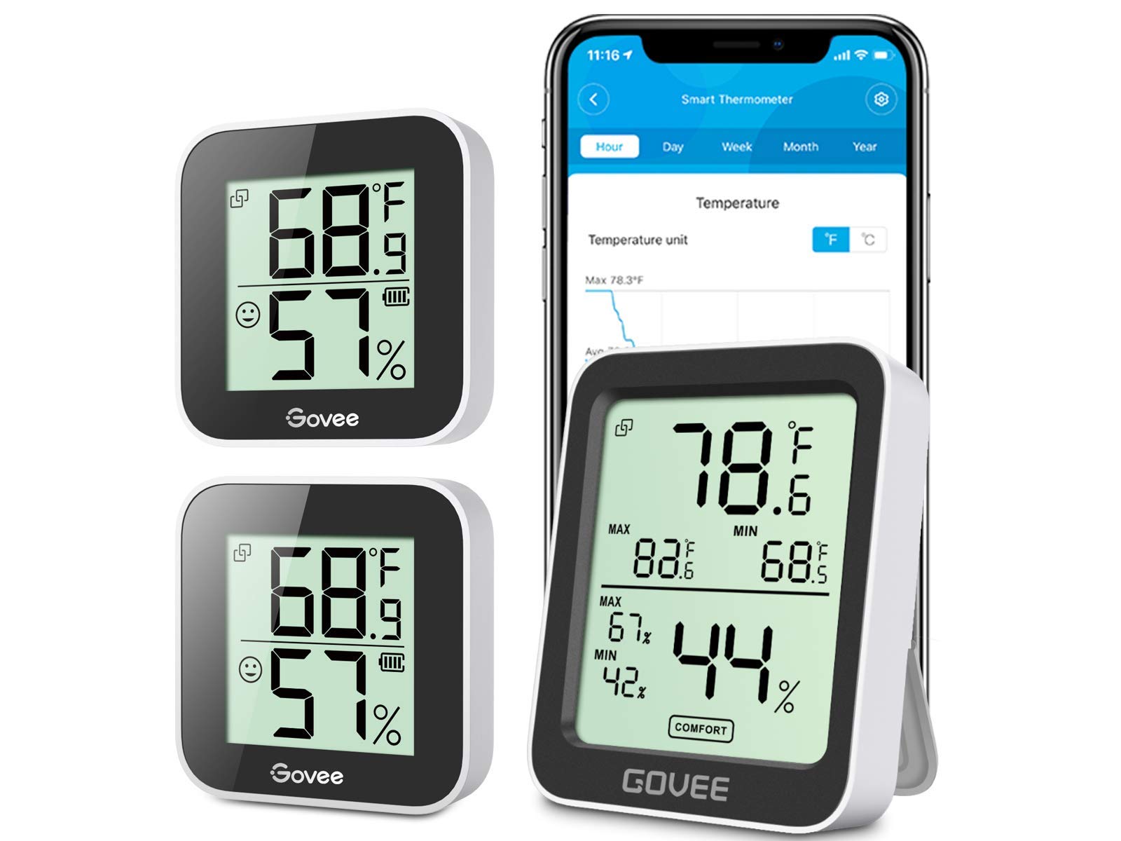 Govee Hygrometer Thermometer H5075 Bundle with Govee Temperature Humidity Monitor 2-Pack