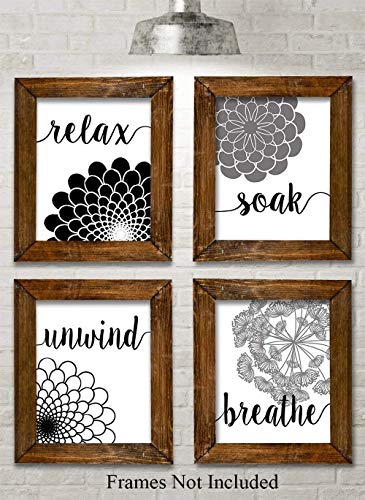 Black and White Bathroom Wall Art (8x10) - Black and White Bathroom Wall Decor Unframed Prints - Great Restroom Gray and White Bathroom Decor Black and White Bathroom Accessory