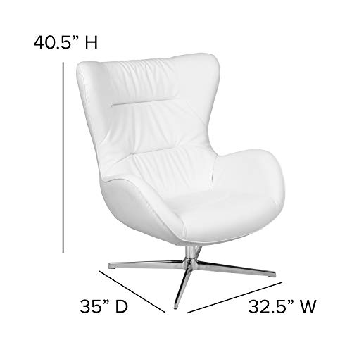Flash Furniture White LeatherSoft Swivel Wing Chair and Ottoman Set