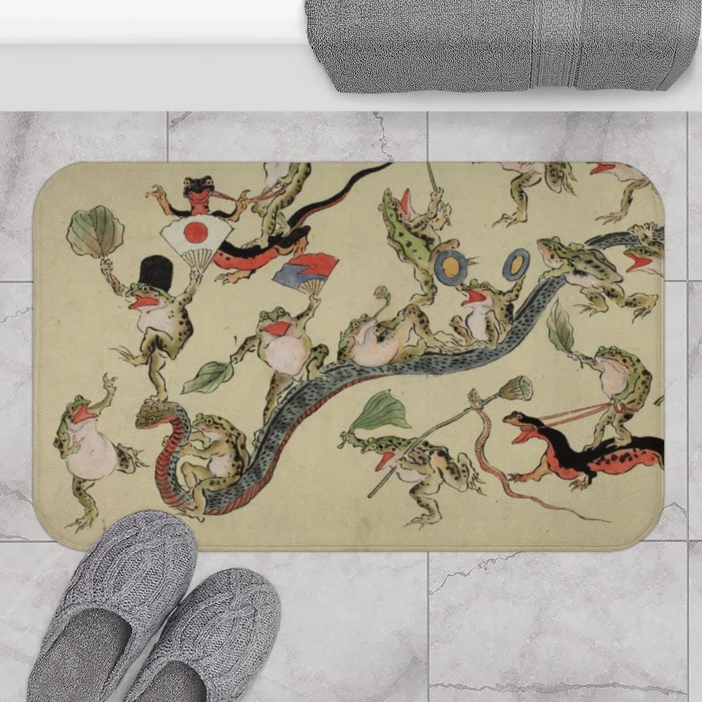 Bath Mat Frog Japanese Home Decor Durable Welcome Front Door Mats Entryway Rugs Non-Slip Floor Mat Entrance Rugs Bath Rug Kitchen Rugs 18 x 30 in