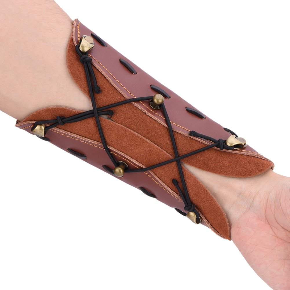 Archery Arm Guards, Adjustable Leather Arm Guard Bow Hand Shooting Glove Suede Archery Armband Forearm Guard Arm Guards Protection for Target Hunting Shooting Bow