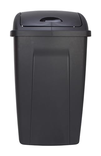 AYOYZ 13 Gallon Trash Can, Plastic Swing Top Kitchen Garbage Trash Can, Black