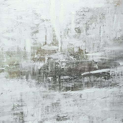 ArtbyHannah 24x32 inch Rustic Abstract Oil Paintings Wall Art with Hand Painted Textured and Aged White, Vertical Canvas Wall Art for Living Room Decor