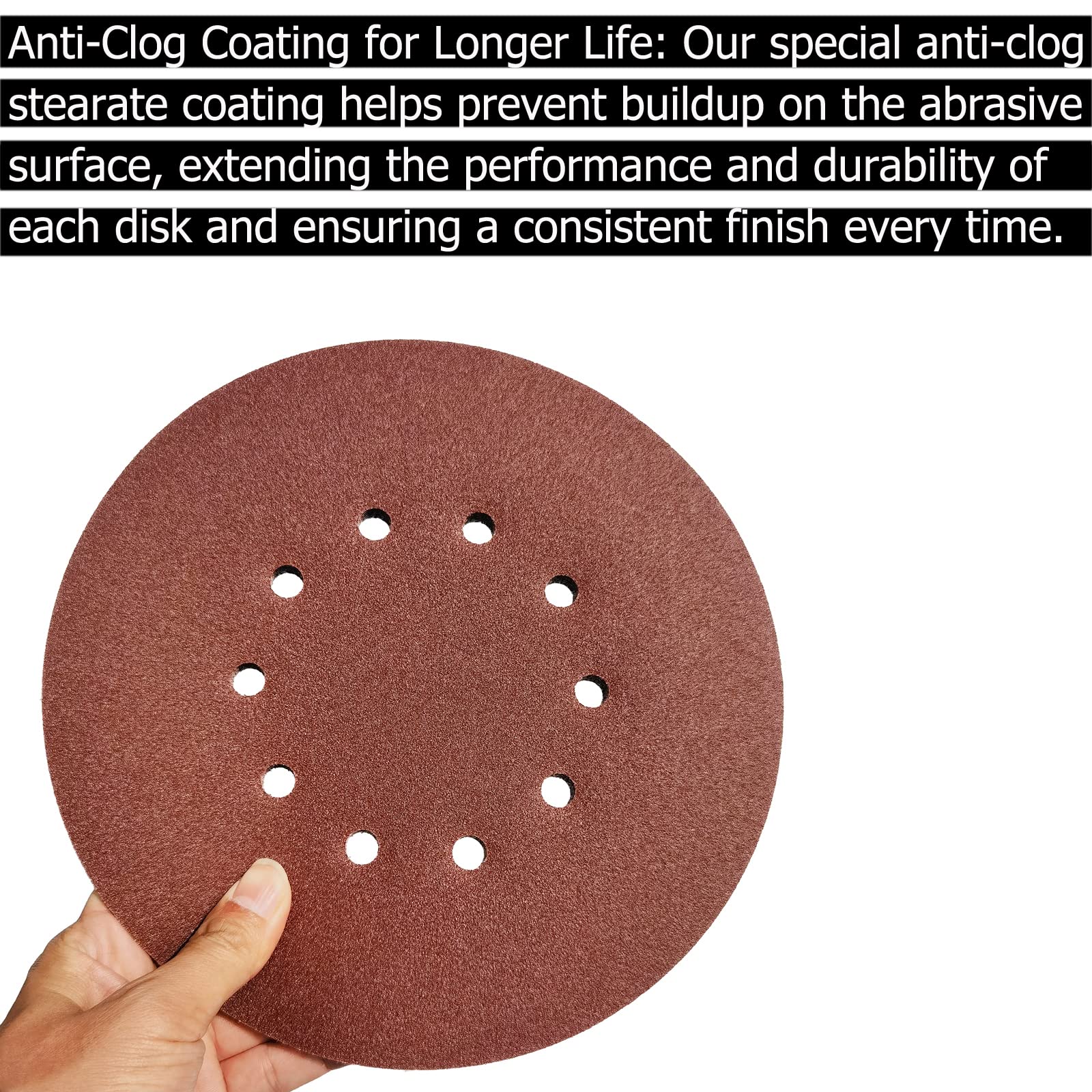 SACKORANGE 50 Pack 9-Inch 10 Hole 120 Grit Hook-and-Loop Drywall Sandpaper - Aluminum Oxide Sanding Disc for 9" Drywall Sander Wood Furniture Finishing …