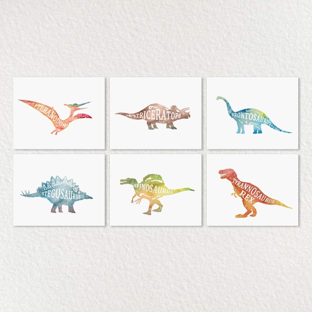 Boy Room Decorations, Dinosaur Decor, Dinosaur Wall Art, Boy Nursery Decor, Dinosaur Wall Decor, Boy Nursery Art, Print Sets, Watercolor, 8x10inch Unframed - Set of 6