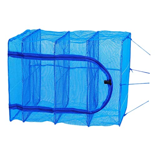 CLISPEED 2pcs Foldable Fish Cage Meat Dehydrater Foldable Basket Flower Food Foldable Drying Rack Mesh Hanging Dryer Rack Drying Basket Nylon Multi-layer Net Blue Nylon Hanging Hanger