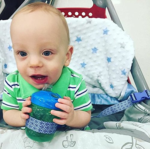 Sippy Cup Straps for Baby Bottle Toy Leash Stroller High Chair Strap Boys Girls (Blue)