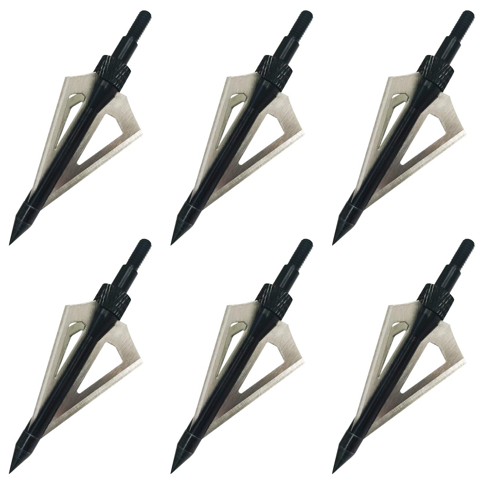 Archery Broadheads Hunting 3 Blade Archery Arrowhead 100 Gerling Threaded Spiral Head 6PCS (Black)