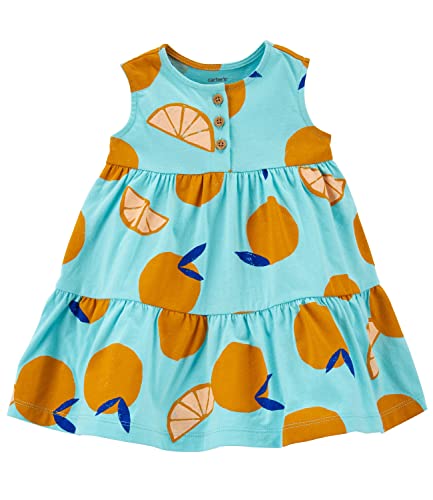 Carter's Baby Girls' Casual Dress with Matching Diaper Cover (6 Months, Fruit/Blue)