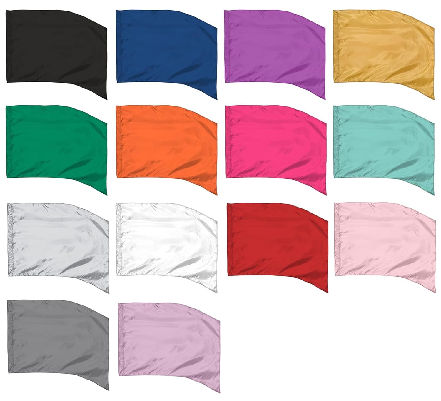 Black Color Guard Flag, Curved Rectangle Solid Color Flag for Practice, Made of Easy to Clean Polyester Habutai