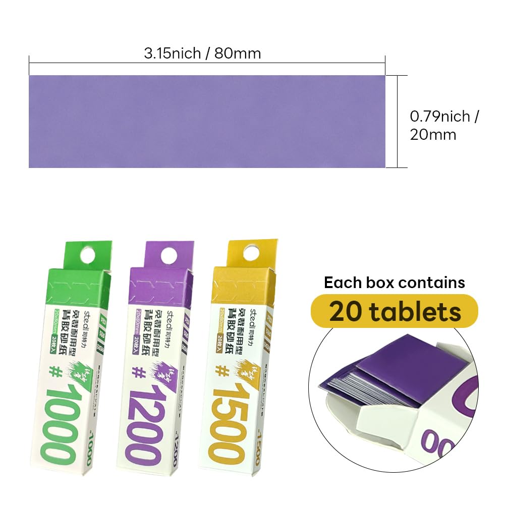 stedi Hobby Model Tools Sticky Sandpaper, Waterproof Wet/Dry Replaceable Reuse Sandpaper 400 600 800 Grit for Plastic Models, Gunpla, 60 PCS