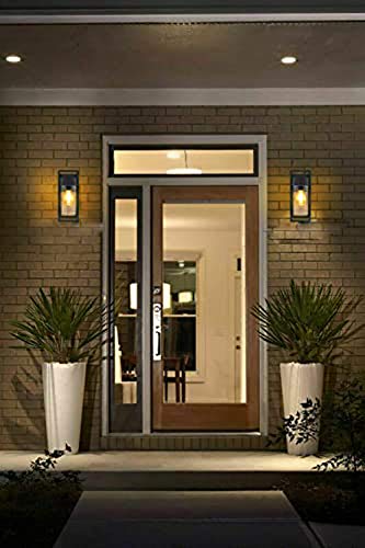 Jorunhe Rectangular Glass Wall Light, E26 E27 Wall Fixture Fitting on a Terrace, Front Door Light, for Home, Garden Wall Lantern Light, Clear Metal Lantern Garden Wall Lamp