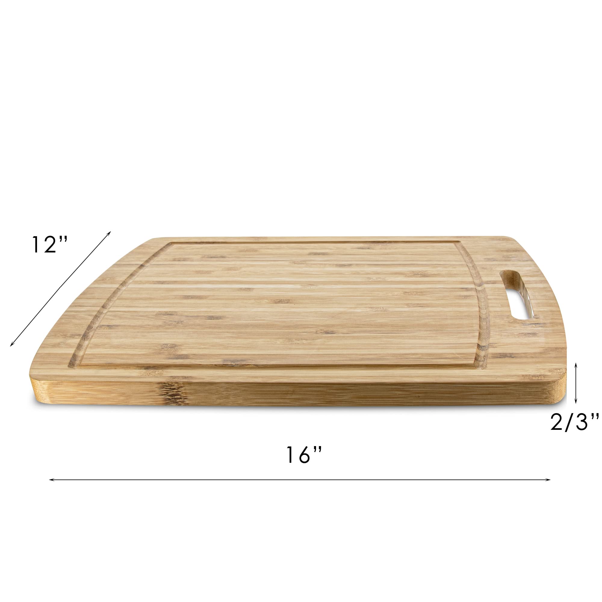 Bamboo Cutting Board for Kitchen with Juice Groove β Thick Chopping Wooden Board for Vegetables, Fruits, Meat, Cheeses and More (With Handle)