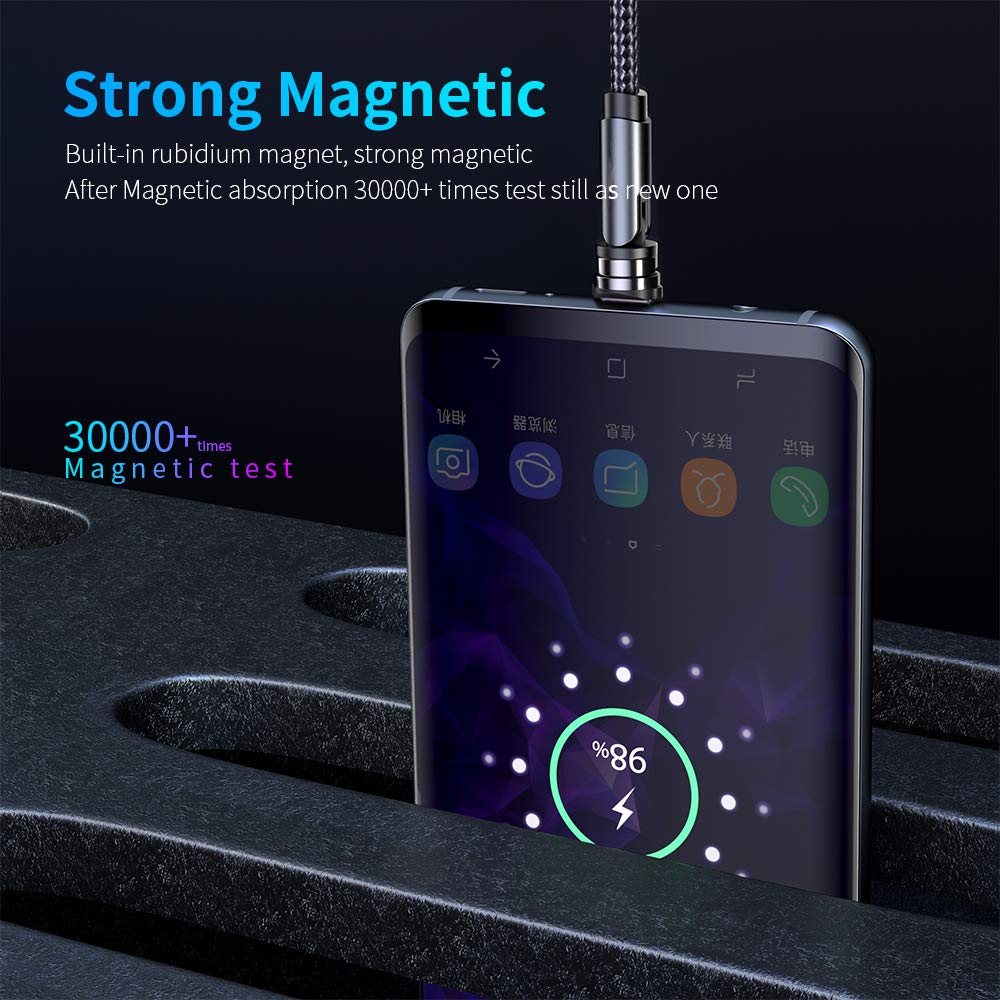 Bojianxin 540° Rotation 3 in 1 Magnetic Charging Cable(7-Pack, 1.6ft/3.3ft/6.6ft/6.6ft/10ft/10ft, Magnet Phone Charger Compatible with Micro USB, Type C Device