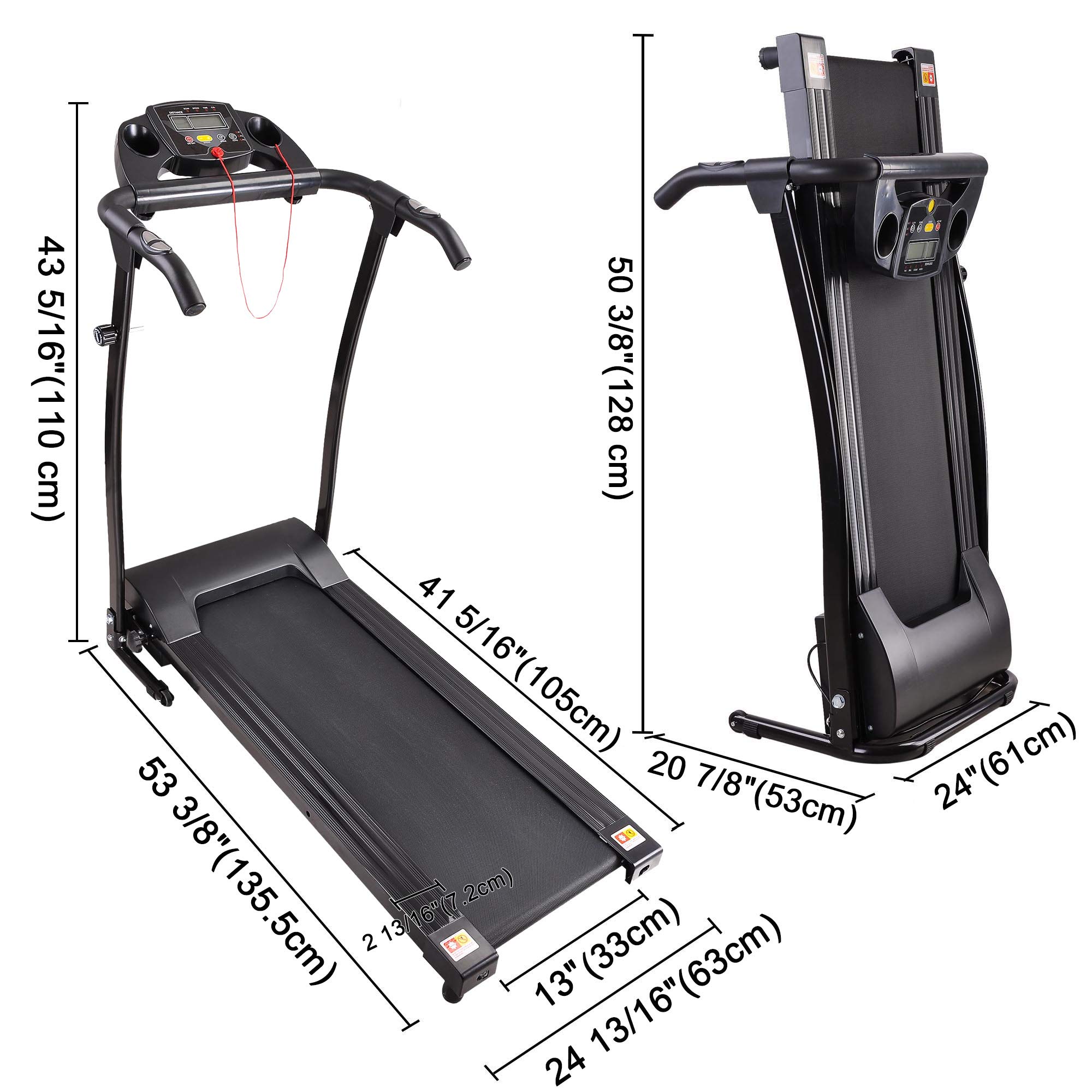 AW Folding Electric Treadmill Portable Running Walking Treadmill with LCD Display Compact Treadmill for Home Cardio Exercise
