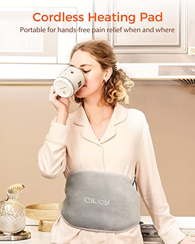 Cordless Heating Pad, ALLJOY【Rechargeable】 Portable Heating Pad for Cramps，Back, Shoulder and Leg Pain Relief, 24.4"x 9"