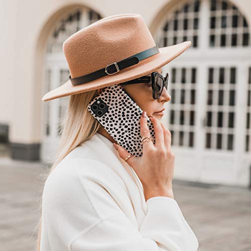 BURGA Phone Case Compatible with Samsung Galaxy S21 Ultra - Hybrid 2-Layer Hard Shell + Silicone Protective Case -Black Polka Dots Pattern Nude Almond Latte - Scratch-Resistant Shockproof Cover