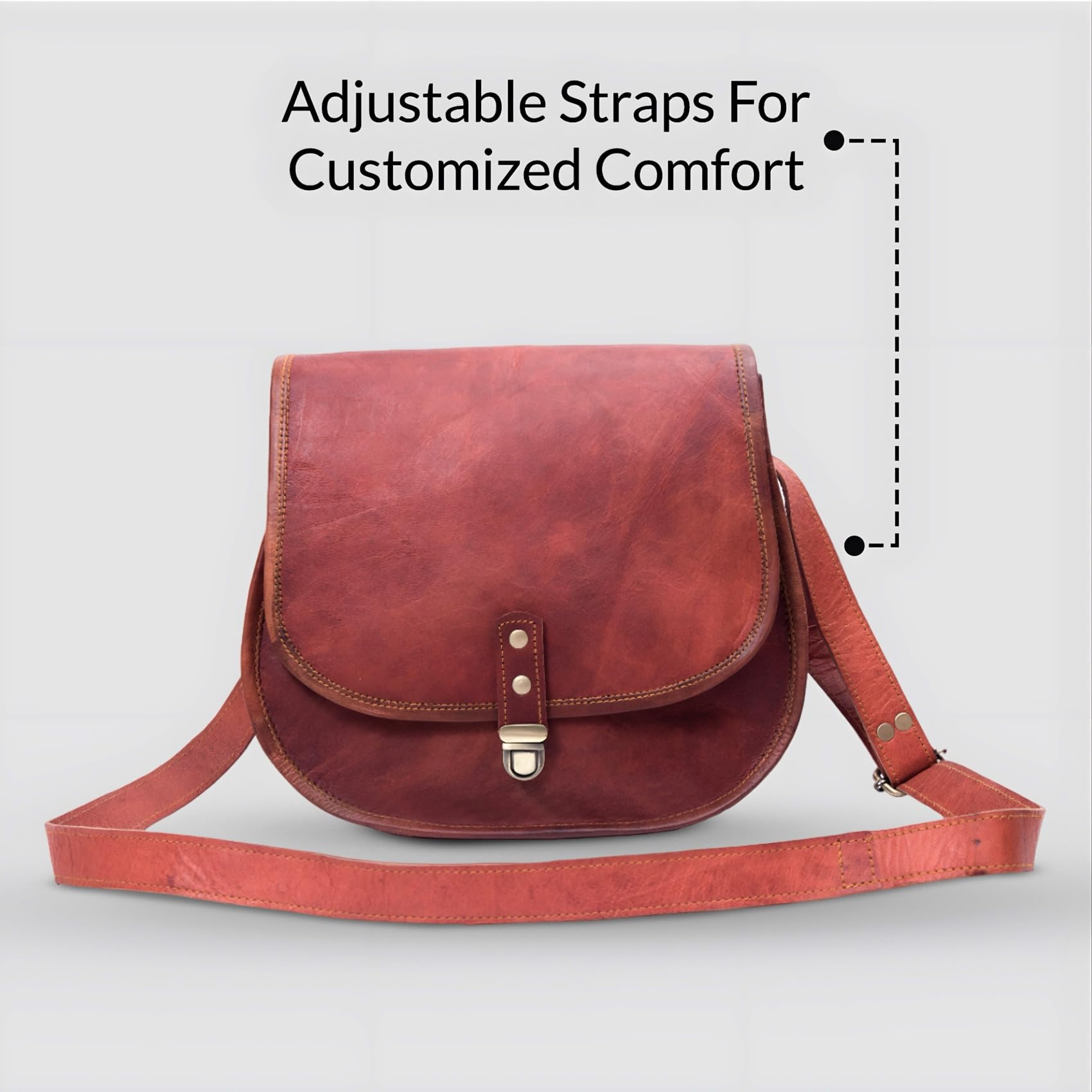Firu-Handmade 12 inches Vintage Style Brown Leather Crossbody Bag Messenger Satchel Tablet Bag for Men and Women