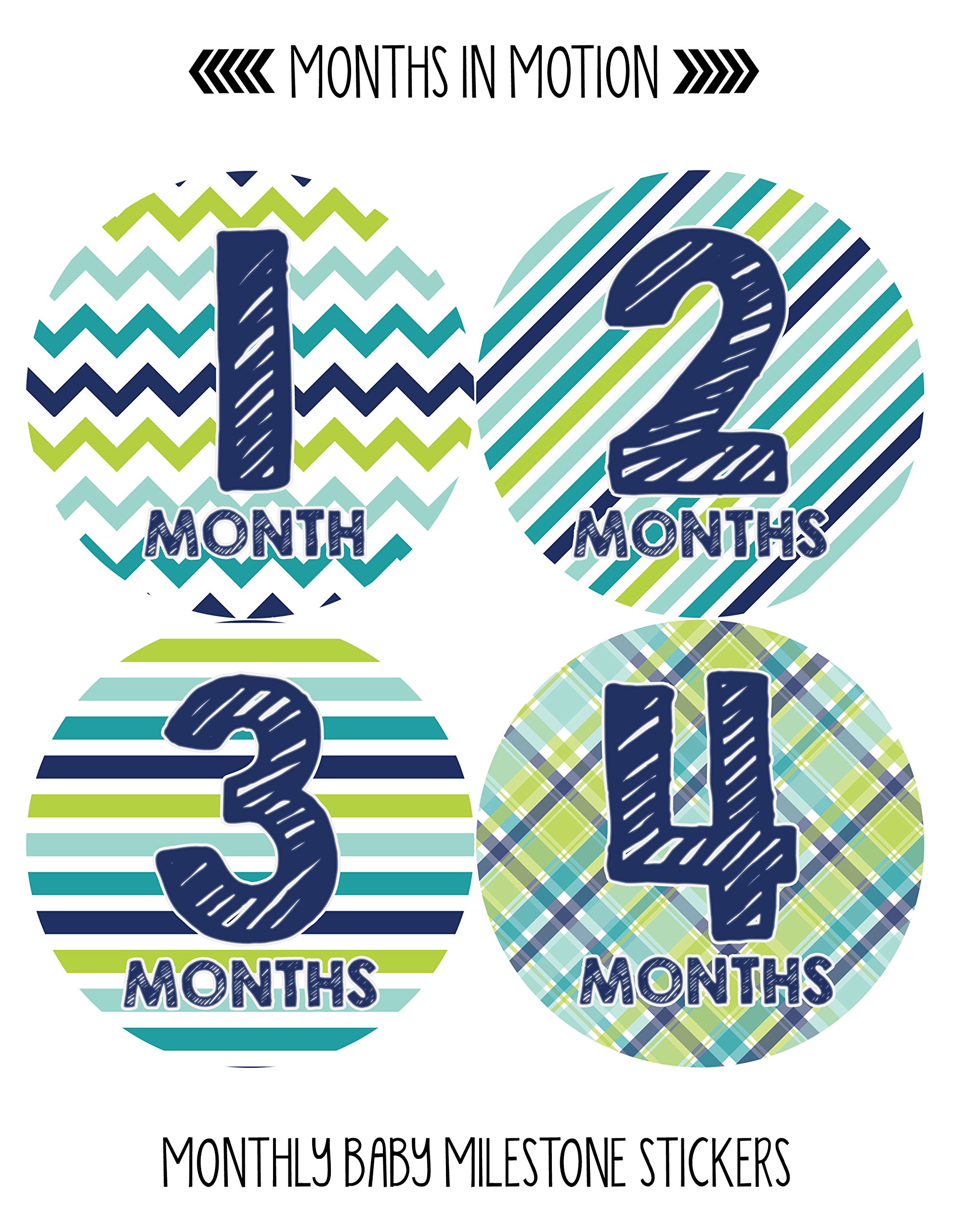 Monthly Stickers for Boy 12 Milestone Sticker Baby Month Infant First Year Belly Gift