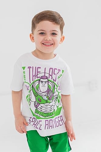 Disney Pixar Lightyear Buzz Lightyear Big Boys T-Shirt and Mesh Shorts Outfit Set Green/White 10-12