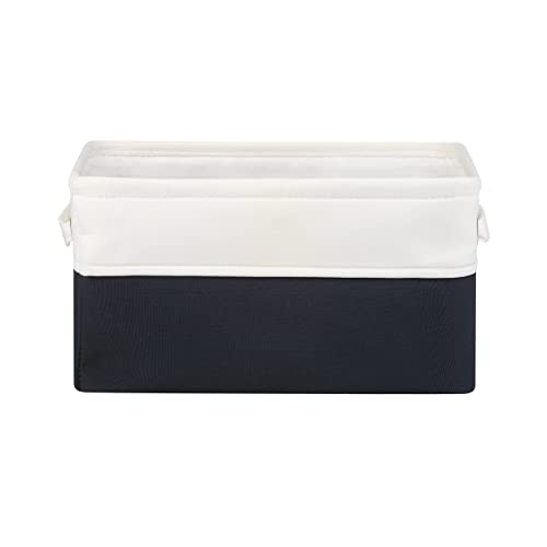 Canvas Storage Basket Organizer, Small | Fabric Rectangular Basket with Handles for Toys, Linen Closet, Clothes | Ideal Cube Storage Bin for Shelves, Black