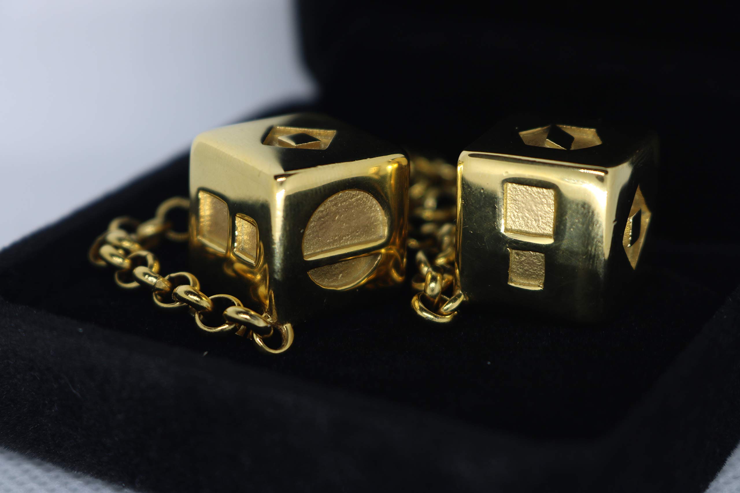 Custom 3d Stuff Smuggler's Dice Accurate Stainless Steel Gold Plated Deluxe Solo Dice - Shiny with Gift Box