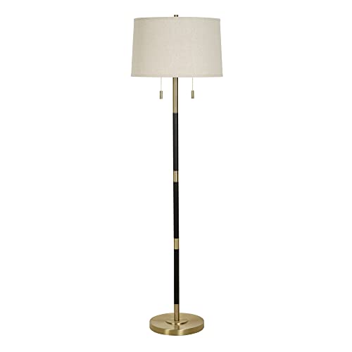 Catalina 23209-000 Transitional 2-Light Dual Pull Chain Floor Lamp, 56.5", Black & Antique Brass