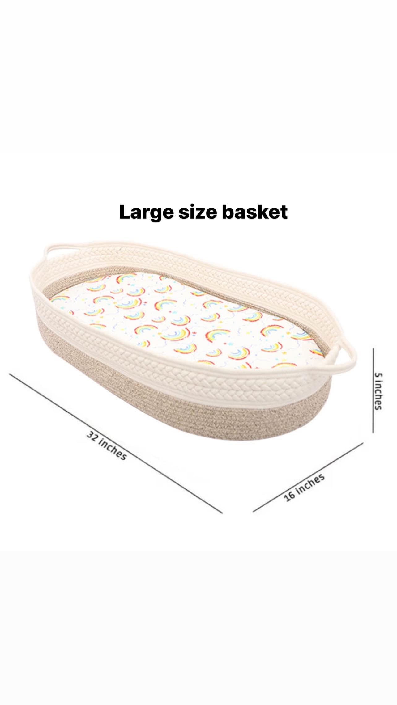 Baby Diaper Changing Cotton Rope Basket with Extra Thick Quilted Zippered Comfortable Foam Pad and Washable Fitted Cover