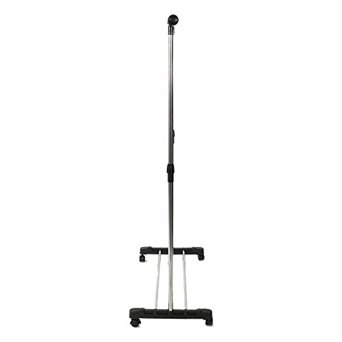Clothes Garment Rack Clothing Rack Single Bar Adjustable Garment Racks Rolling Clothes Organizer Vertical and Horizontal Stretching Hanging Rod Stand Clothes Rack with Shoe Shelf and Wheels