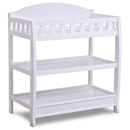 Delta Children Infant Changing Table with Pad, White and Waterproof Baby and Infant Diaper Changing Pad, Beautyrest Platinum, White